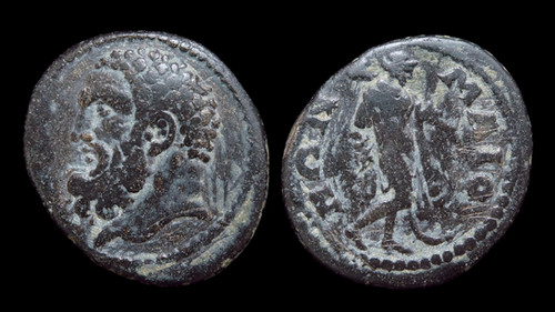 LYDIA, Maeonia . Circa 2nd century AD . AE19 . Queen Omphale dressed as ...