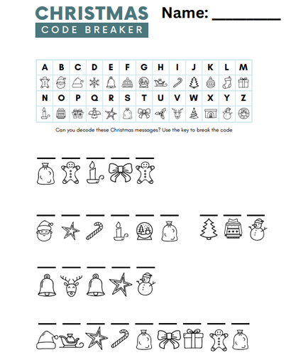 Christmas Code Breaker Worksheet | T.OT Fine Motor Camp