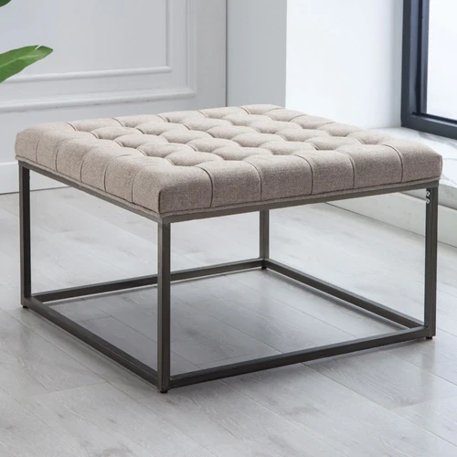 eLuxury Modern Square Ottoman | Autry's White River
