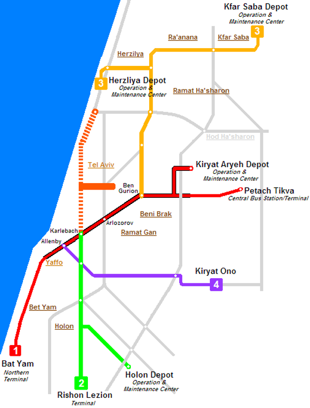 Er komen twee nieuwe metrolijnen bij in de regio groot Tel Aviv
