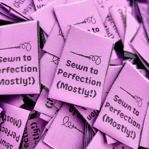 "Sewn to Perfection (Mostly)" Sew-In Label – Woven Tag for Handmade ...