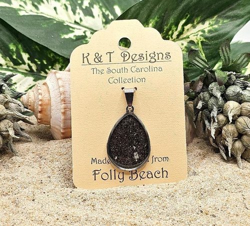 Folly Beach Sand Teardrop Engravable Pendant / Necklace | Mysite
