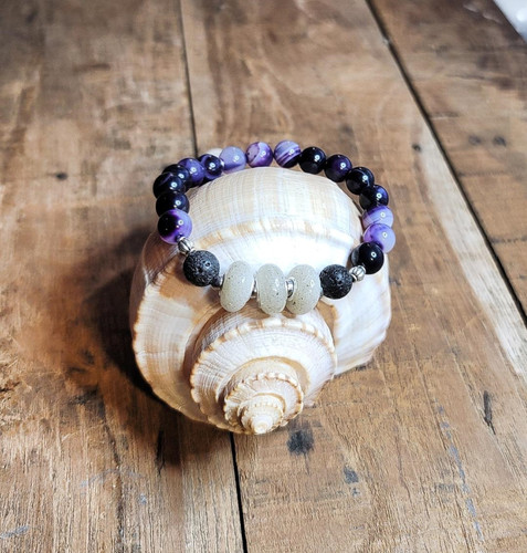Clearwater Beach Sand Bracelet with Purple Agate Gemstone Beads | Mysite