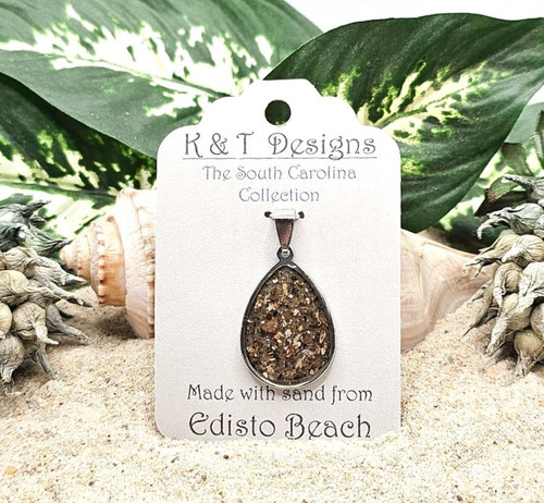 Edisto Beach Sand Teardrop Engravable Pendant / Necklace | Mysite