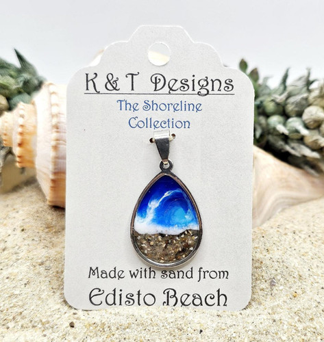 Edisto Beach Sand Shoreline Teardrop Pendant / Necklace | Mysite