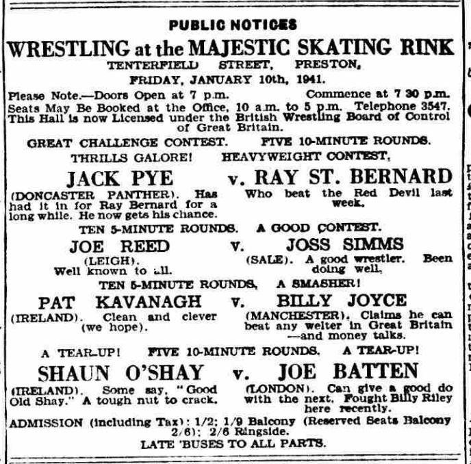 Billy Joyce 1939-46 | Talkwrestling