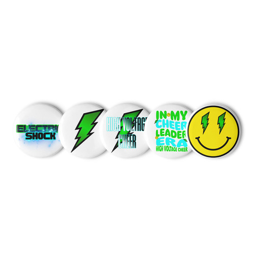 Electric Shock Pin Button set | High Voltage Cheer