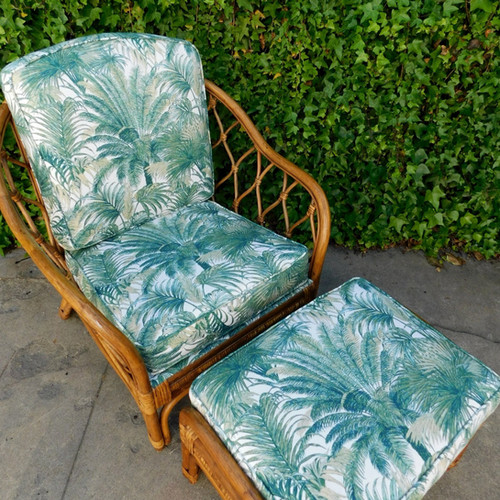 Tropical Rattan Chair & Ottoman Set | mignonne