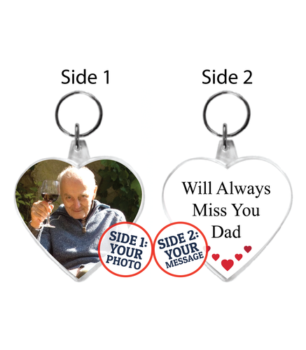 Personalised Heart Shaped Memorial Photo Key Ring | Metal Memories