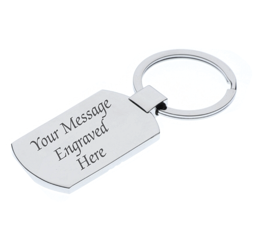Engraved Polished Rounded Rectangle Keyring | Metal Memories
