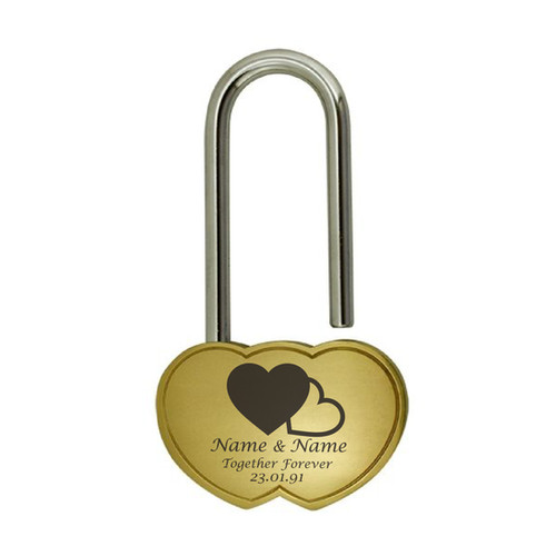 One Time Lock Double Heart Large Brass Love Lock (60mm) | No Key ...