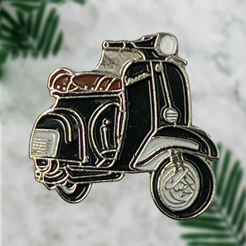 Black Vespa Silver Soft Enamel Pin Badge | Metal Memories
