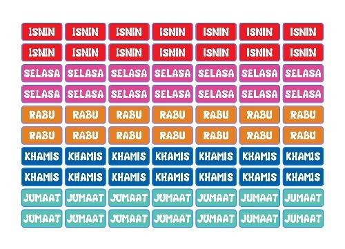 S3-Timetable Labels Skinny 70pcs | Sticker sekolah