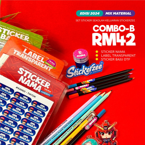 S1-Combo B (Sticker Nama + Sticker Transparent + Sticker Baju ...