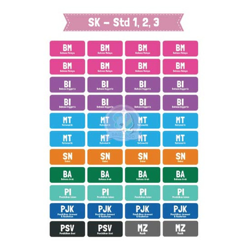 S3-Subject School Labels (Standard) | Sticker sekolah