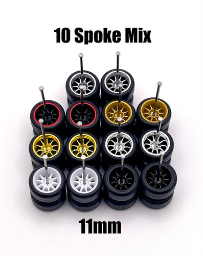 10x Sets Variety Mix All 10 Spoke 11mm 1/64 Wheel Kits with Axles ...