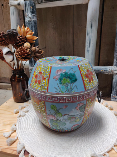 Lotus Oriental Jar with Lid | TK Pottery Jungle
