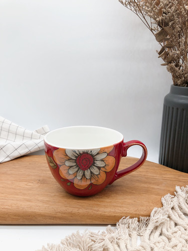 Flower x red round cup | TK Pottery Jungle