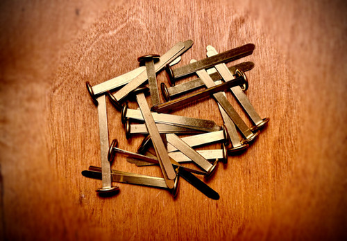 Pair of Brass Shield Pins | Triple Decka Leather