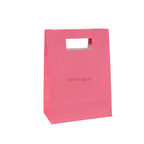 Cut Handle Pink 20x14x07cm | Paper Bag Shop