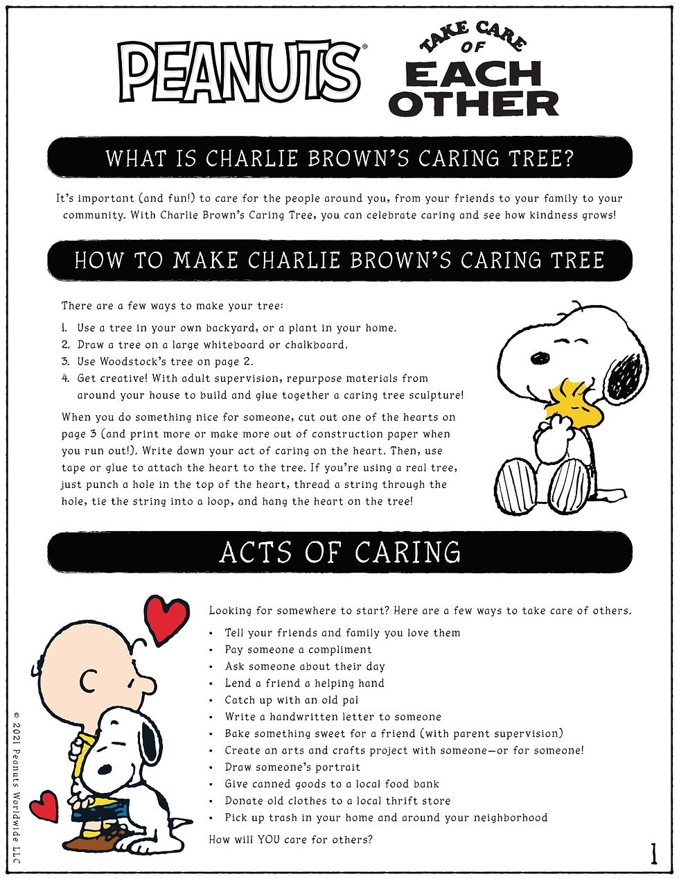 Take Care With Peanuts Activities | Peanuts