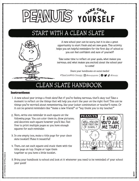 Take Care With Peanuts Activities | Peanuts