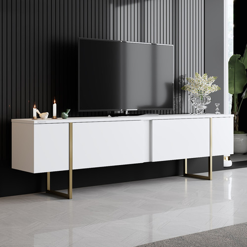 Modatte Luxe Gold Demir Ayaklı Tv Sehpası Tv Ünitesi | modatte