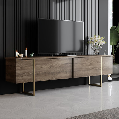 Modatte Luxe Gold Demir Ayaklı Tv Sehpası Tv Ünitesi | modatte