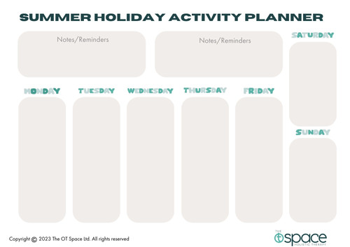 Summer Holiday Activity Planner | The OT Space