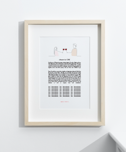 Cheers to ONE Print - 1 Year Anniversary Gift | BY NOOLA