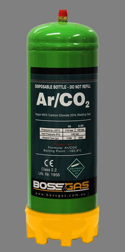 BossGas Disposable Gas Bottle Argon /CO2 Mix 2.2LT