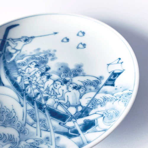 12cm Traditional Japanese Whaling Scene Hand-painted Porcelain plate ...