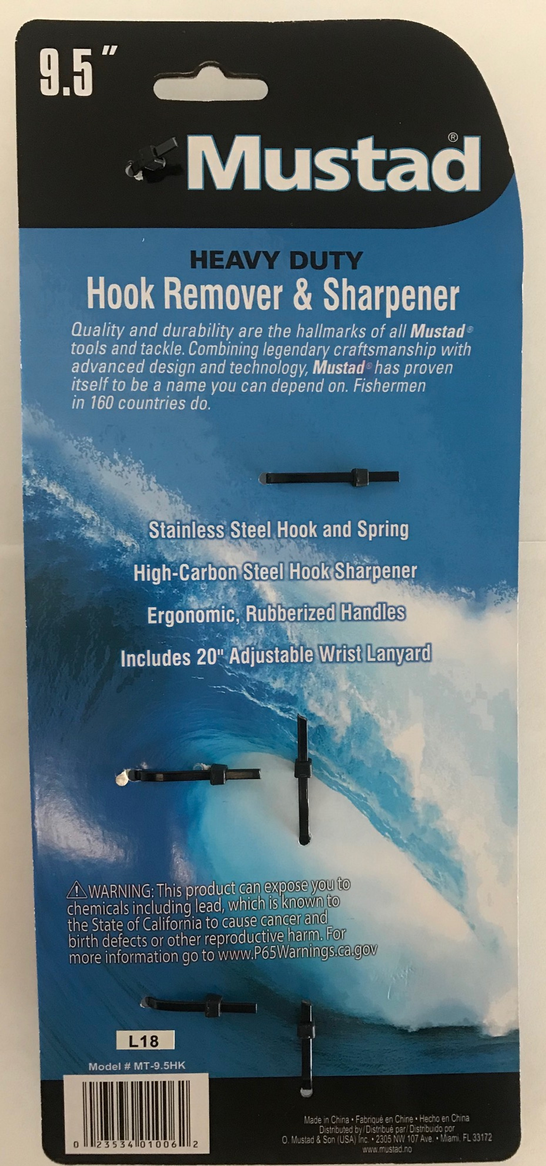 Mustad Hook Remover & Sharpener 9.5" MT-9.5HK Fish Fishing Removal Tool ...