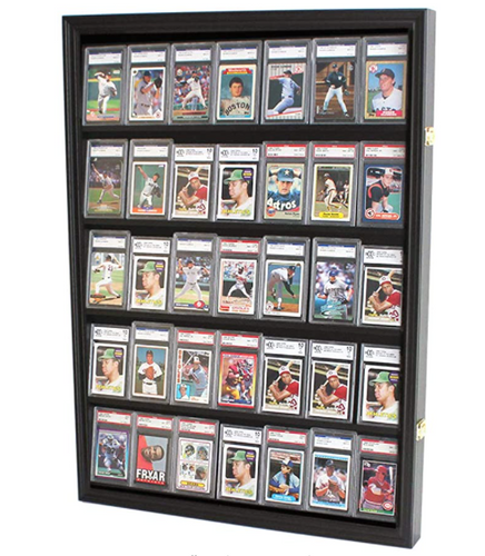Graded Sports Card Display Case - Vertical - Black Finish | SLAB-SAFE.ca