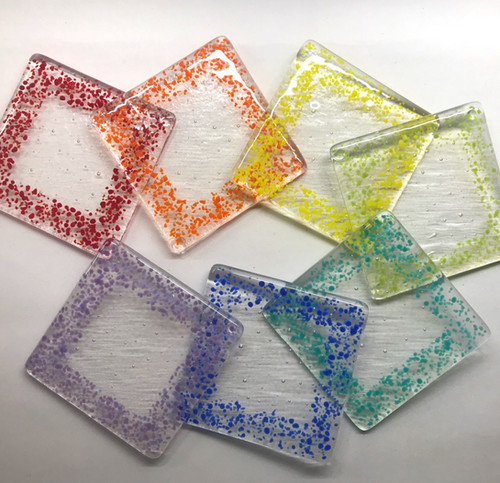 Rainbow Border Coasters | Glass Art Designs