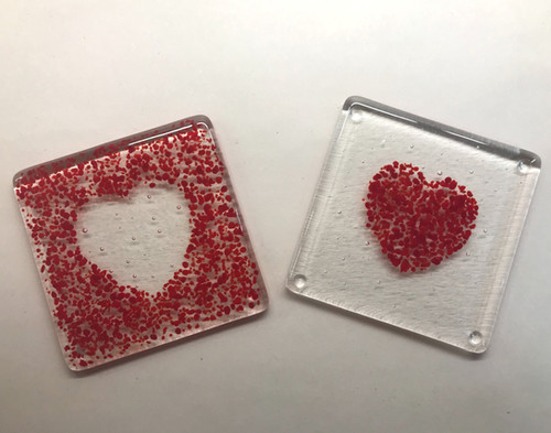 Hearts Sprinkles Coasters | Glass Art Designs