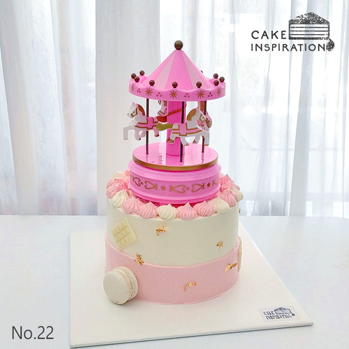 Pink Spinning Musical Carousel Topper Cake (G10) | Cakeinspiraton SG