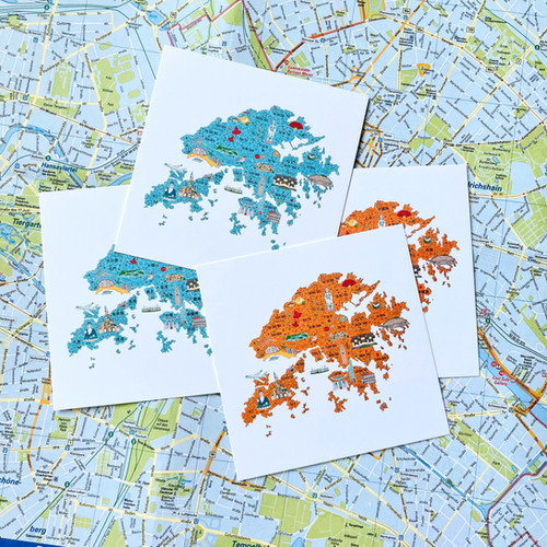 Hong Kong Attraction Map Postcard Datomap