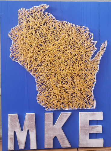 WI Outline String Art w/"MKE" | Kreations by Kendall