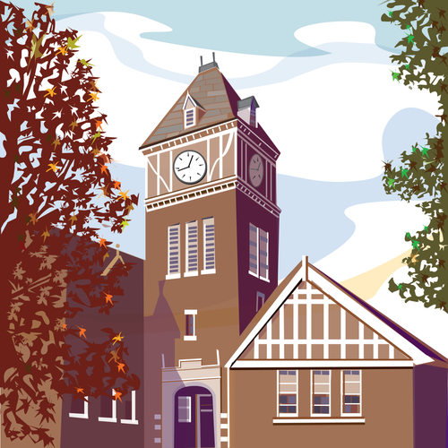 Center School Clock Tower Print | davidwalega