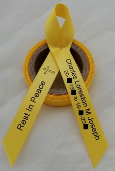 Personalised Funeral Ribbon Pins - Pack of 50 | CreativeRibbon&Bows