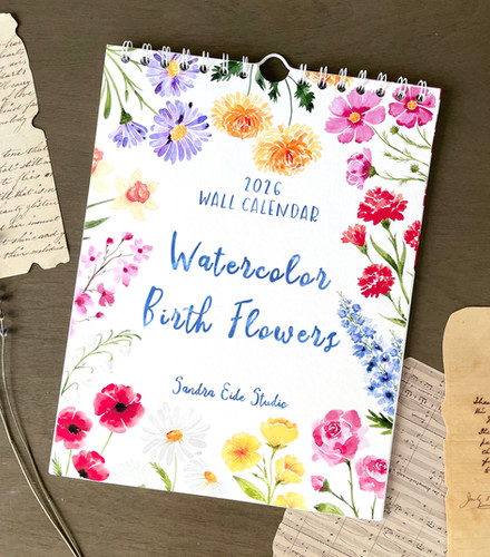 2026 Watercolor Birth Flowers Calendar | Sandra Eide Studio