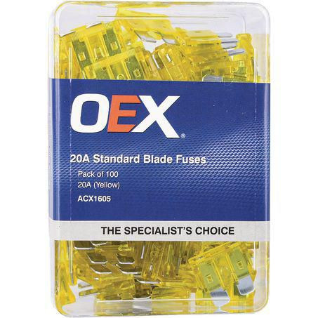 Buy OEX Standard Blade Fuse, 20A Yellow - Pack of 100ACX1605 at ...