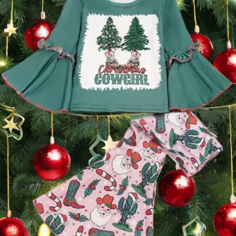 Christmas Trees & Boots Bonanza Pant Set | Western Kids Emp