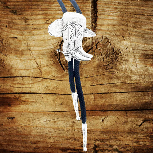"Cowpoke Classic" Boot Bolo Tie – Black Cord with Silver Tips | Western ...