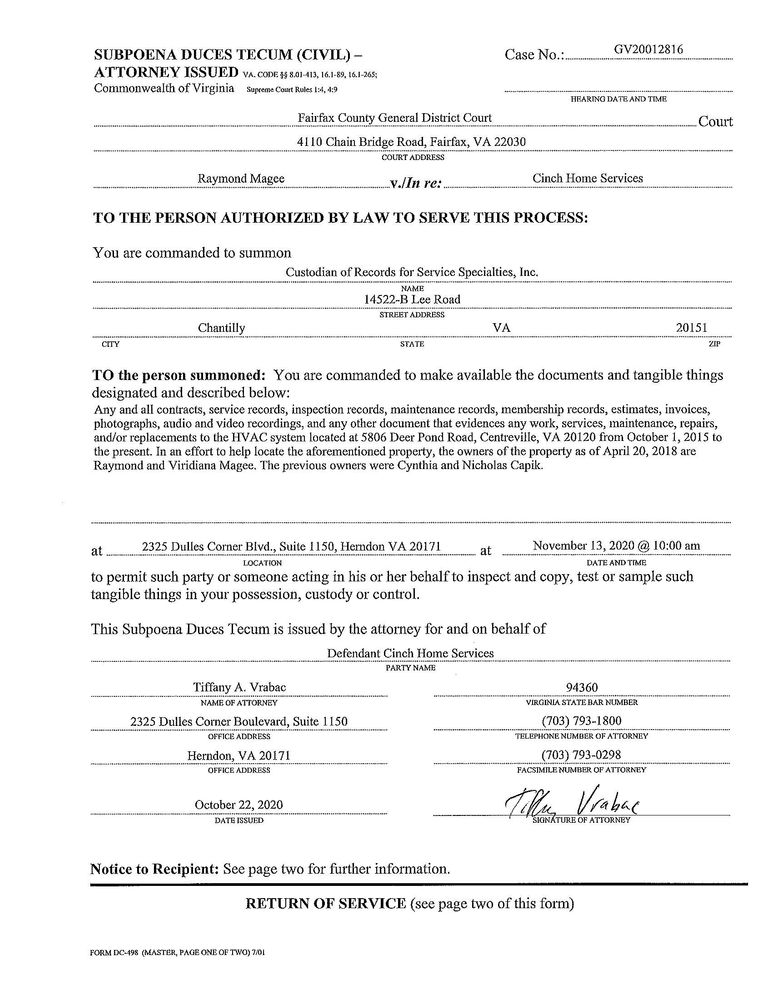 Subpoena Subpoena Subpoena