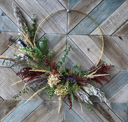 Handmade Seasonal Wine Barrel Ring Wreath | Yakima Floral
