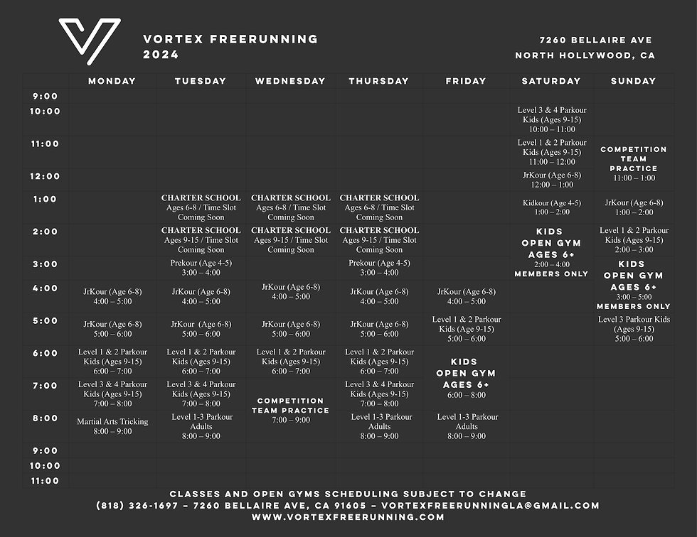 Schedule | Vortex Freerunning