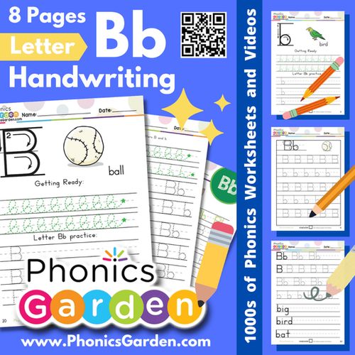 Bb | Handwriting Worksheets | 8 Pages | Phonics Garden