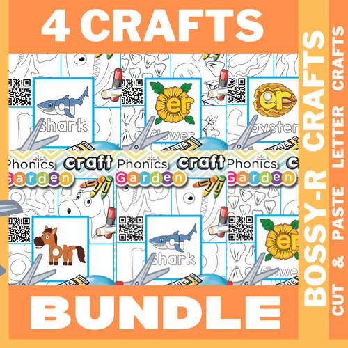 4 BOSSY-R Letter Craft BUNDLE | Cut & Paste | 21 Pages | Phonics Garden